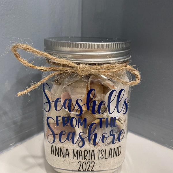 Plastic Seashell Jar- Seashells From the Seashore- Vacation Keepsake ...