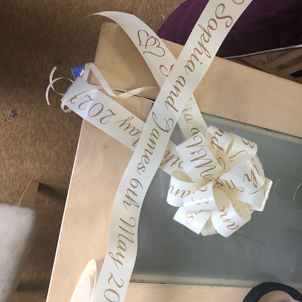 Personalised Wedding Car Ribbon and Bonnet Bow Kit | Printed Car Ribbon ...