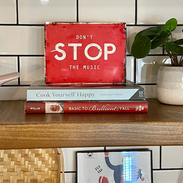 Vintage Don’t Stop the Music Metal Sign, Music Sign, Vintage Sign ...
