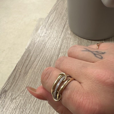 14KGF Gold Multi Link Connected Ring, Chunky Gold Ring, Gold Ring Set ...