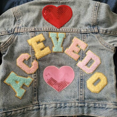 Personalized Custom Jean Denim Name Jacket, Chenille, Letter, Baby ...