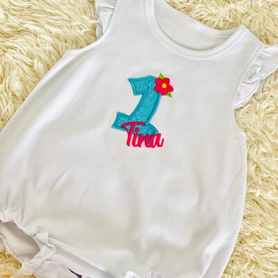 Number One Flower 1st Birthday Applique Machine Embroidery Design Pink ...