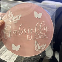 Hello World Birth Announcement Acrylic Baby Stats Sign Light Pink Baby ...