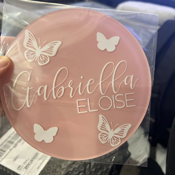 Acrylic Butterfly Sign Baby Girl Announcement Sign Baby Name Sign Light ...