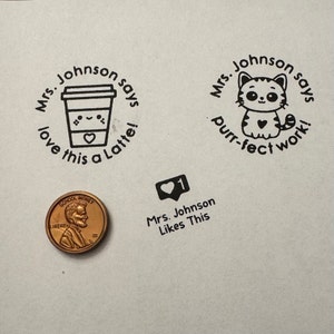 Personalized Name and Date Stamp Custom Teacher Date Stamps, Checked by ...