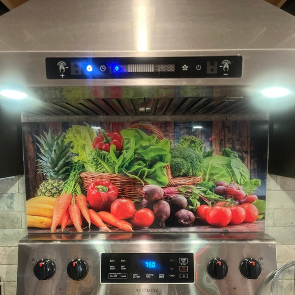 Kitchen Backsplash, Stove Back Cover, Tempered Glass Stove Backsplash ...