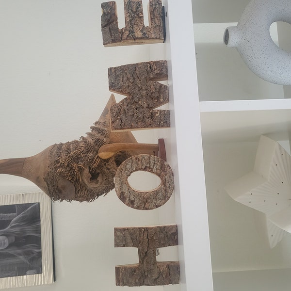 Rustic Bark Wooden Tree Trunk 8cm Letters Alphabet A-Z, &, Star and ...