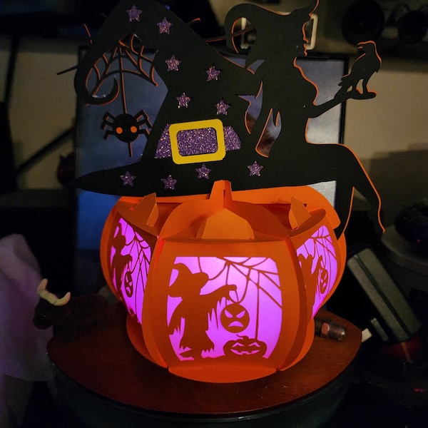 Witch Pumpkin Lantern PDF, SVG Templates for Cricut Project - Paper ...