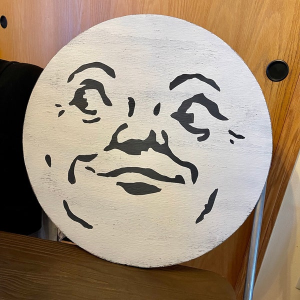 Man in the Moon Sign, Moon Face Sign, Vintage Halloween Sign, Retro ...
