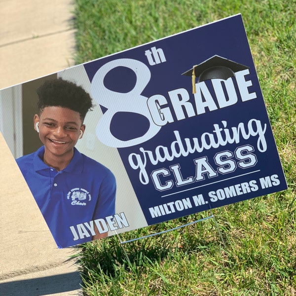 8th Grade Graduation Photo Yard Sign Wire Stake Incl, Senior 2025 ...