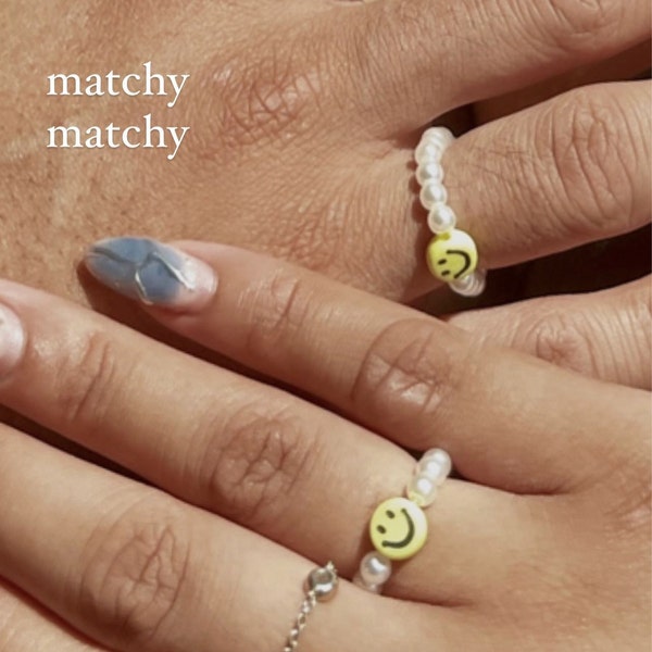 Smiley Face Pearl Ring! | Pearl Bead Ring | Happy Face Ring | Beaded ...