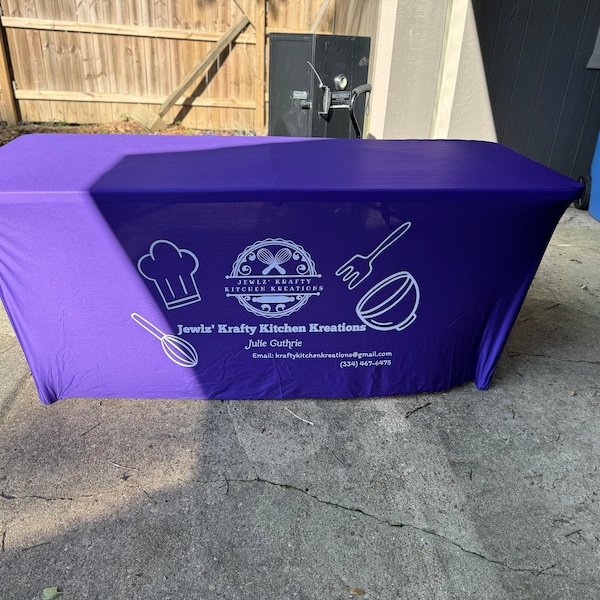 CUSTOM Stretch Table Cover | Personalized Fitted Tablecloth for Trade ...