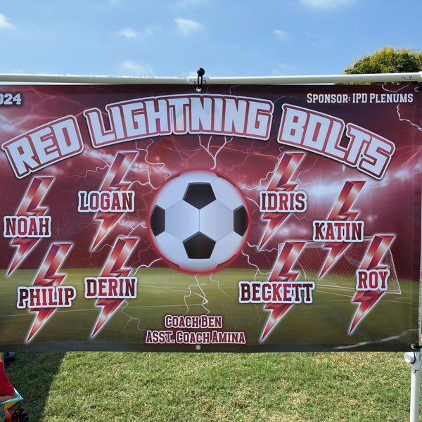 Soccer Team Banner - Completely Customizable - Includes Design & Print ...