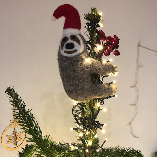 Christmas Sloth Tree Topper - Handmade - Felt - Christmas Tree ...