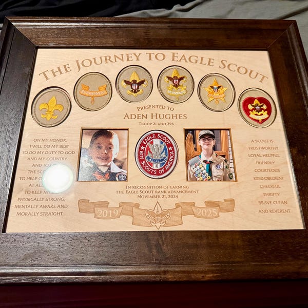Journey to Eagle Plaque, 11x14 Wood Plaque, Eagle Scout Patches ...