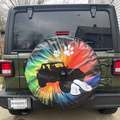 Pet Paws Spare Tire Cover Paw Print Wheel Cover Color Options in Menu ...