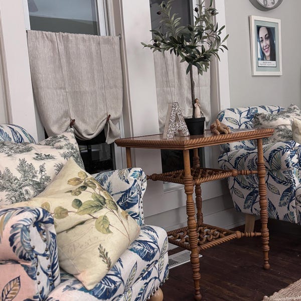 Linen Window Valance With Bows, Farmhouse Balloon Shade, Faux Tie ...