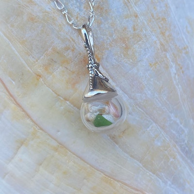 Sterling Silver Glass Ball Pendant With Loop Caps NEW CAP SIZES 10/12 ...