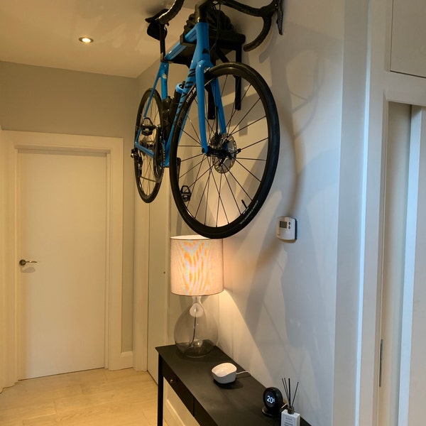 Bike Wall Mount Rack | Oak Shelf + Grey Gallows Style Bicycle Brackets ...