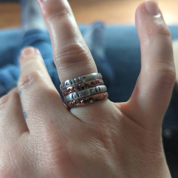 Personalized Stackable Name Ring - Stacking Rings - Dainty Name Rings ...