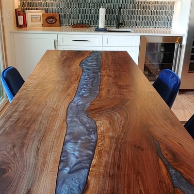 Cherry River Console Table With Blue Resin/epoxy - Etsy