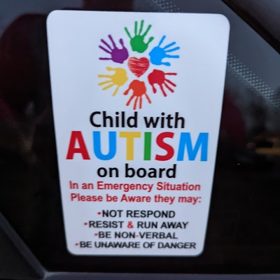 Child With Autism on Board Sticker Car Truck Window Vehicle Emergency ...