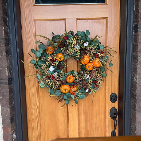 Basket Wreath Welcome and Hello, Front Door Wreath, All Year Round ...