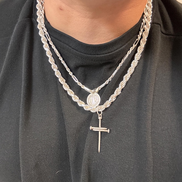Sterling Silver Diamond-cut Rope Chain Men's Women's Necklace Solid 925 ...