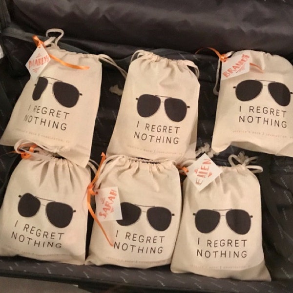 I Regret Nothing Favor Bags, No Regrets, Personalized Sunglasses Favor ...