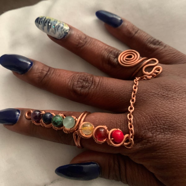 Authentic Chakra Ring, Copper & Crystal Chakra Wand Ring, Chakra ...