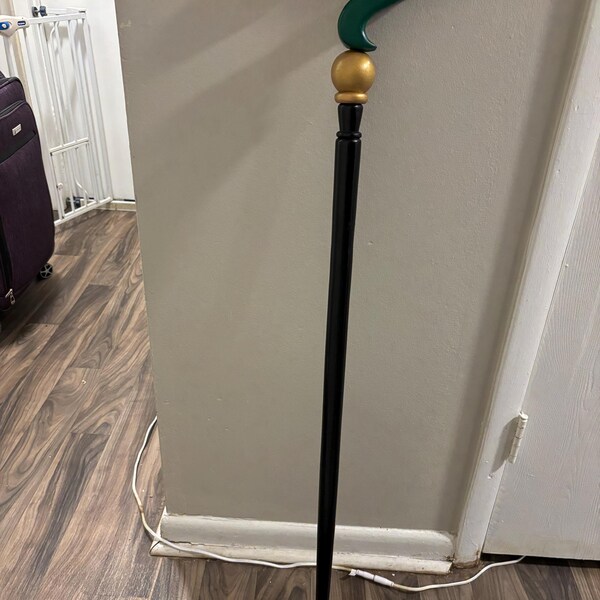 RIDDLER CANE Green Black Question Mark Costume Walking Stick Prop ...
