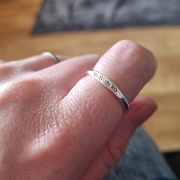 Hand Stamped Sterling Silver Band Ring, Personalised Ring, Mummy Ring ...