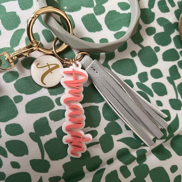 Rhombus Personalized Wristlet Keychain | Tassel Key Chain | Key Ring ...