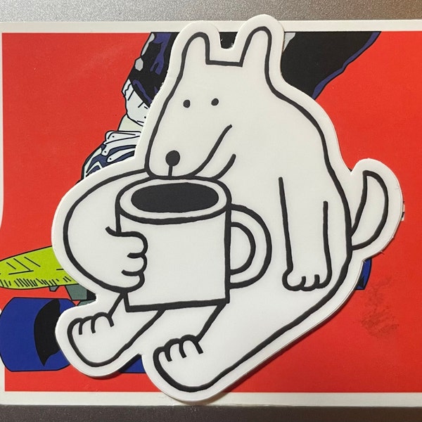Coffee Dog Vinyl Sticker - Etsy