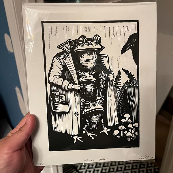 Forestcore/goblincore Linocut Print Combo Pack, "the Nomad", "the ...