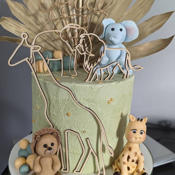 Animal Themed Line Cake Topper Set | Customisable - Etsy