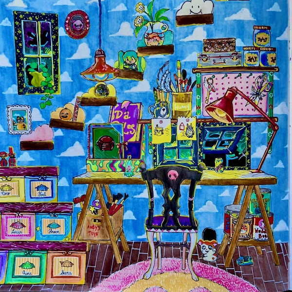 My Colorful Dream Rooms : A Coloring Tour - Japanese Coloring Book - Etsy
