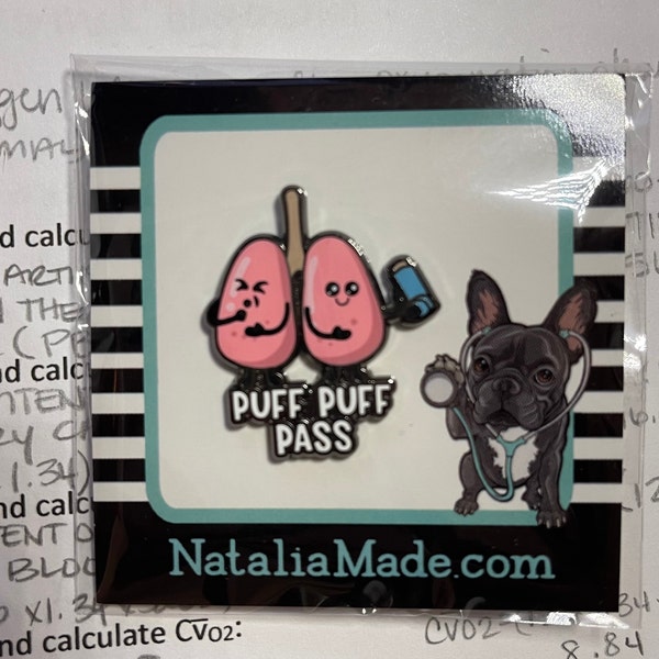 Puff Puff Pass Enamel Pin, 1.25" Cute Lungs Pin, Respiratory Therapist ...