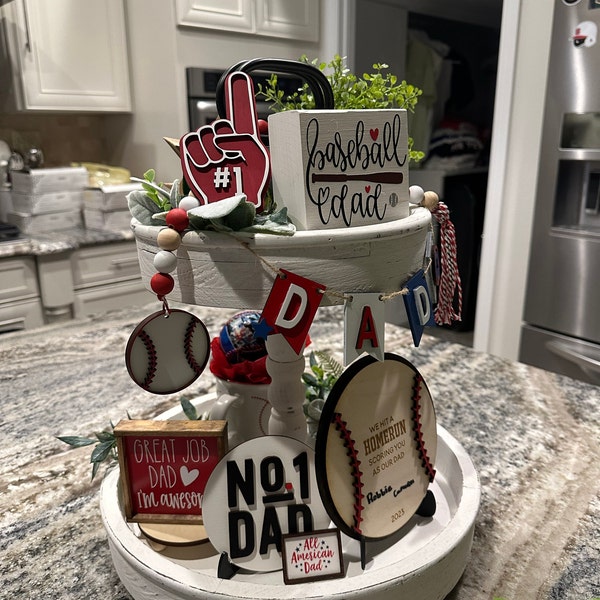BUNDLE // Baseball Themed Tiered Tray Decor // Baseball Tiered Tray ...