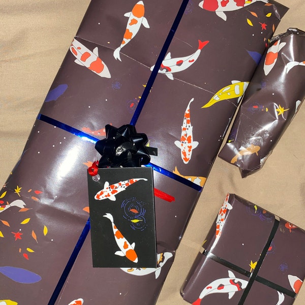 Koi Carp Gift Wrap - Fish Design- Luxury Wrapping Paper - - Etsy