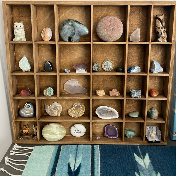 Unfinished Wooden Display With 28 Compartments Shadow Box Unpainted ...