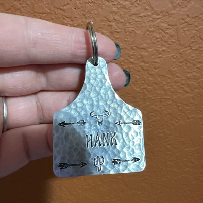 Hand Stamped Cattle Ear Tag Drive Safe Cowboy Keychain Gift Farm - Etsy