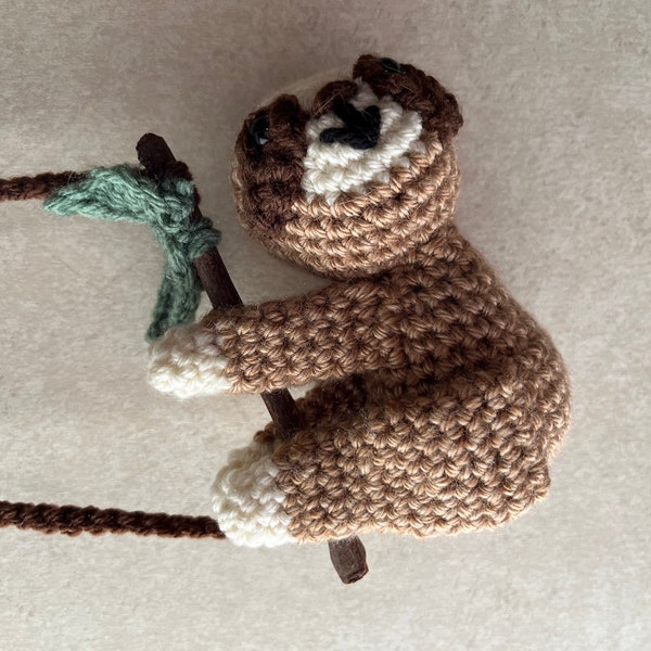 CROCHET PATTERN Hanging Sloth, Crochet Mini Sloth Pattern, Crochet Car ...