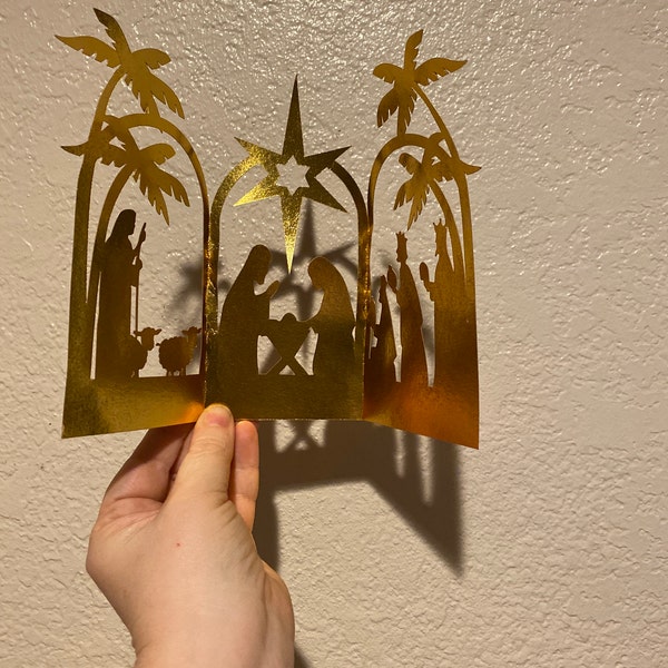 CHRISTMAS MANGER. SVG Template. Tri-fold Design. Decorative Nativity ...