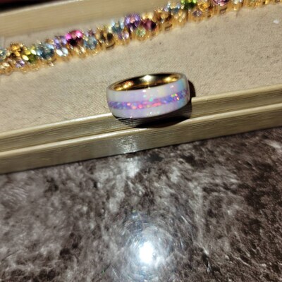 Unicorn Poop Ring With Opal Inlay 6mm Width Diamond Dust Ring ...