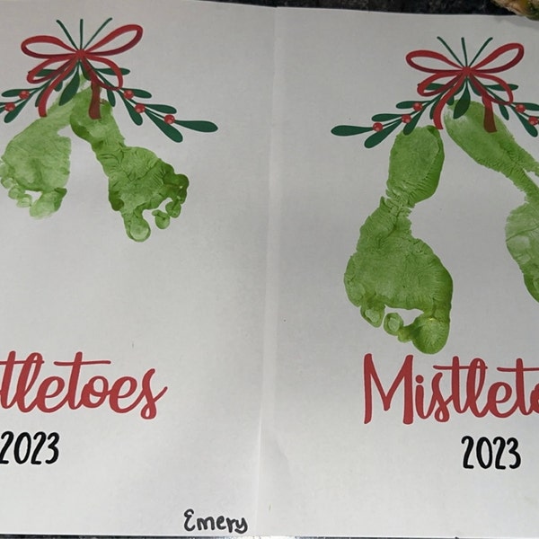 Christmas Footprint Art, Mistletoes, Mistle-toes, Christmas Craft for ...
