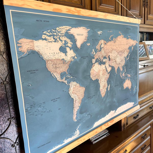 Push Pin World Map - Personalized Pin Board - Minimalist in Brown ...