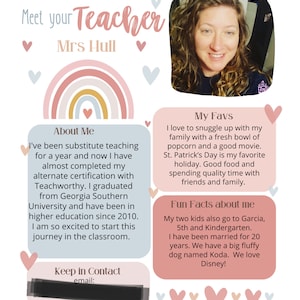 Boho Rainbow Meet the Teacher Editable Template, a Back to School ...