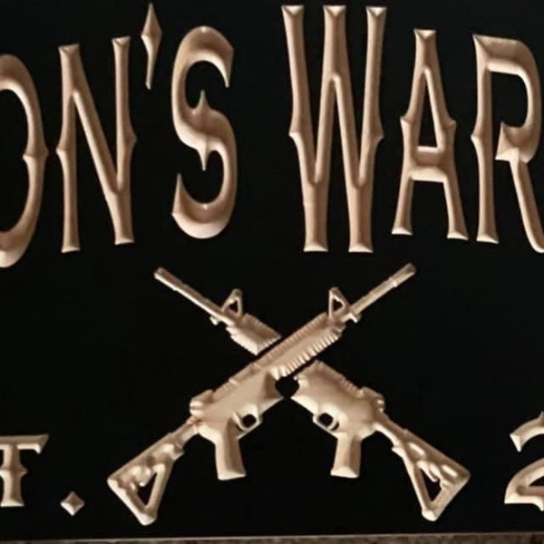 Gunsmith Room Sign Carved Wooden Sign Gifts for Hunters Man Cave Sign ...