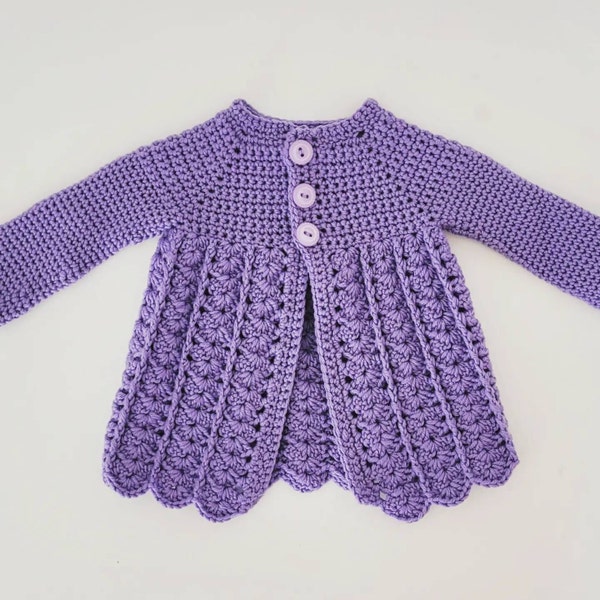 Shell Cardigan Crochet Pattern Sizes Preemie to 10 Years PDF Digital ...